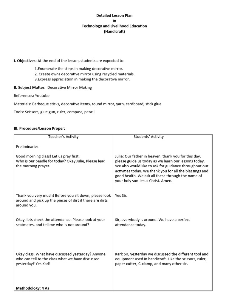 Detailed Lesson Plan | PDF