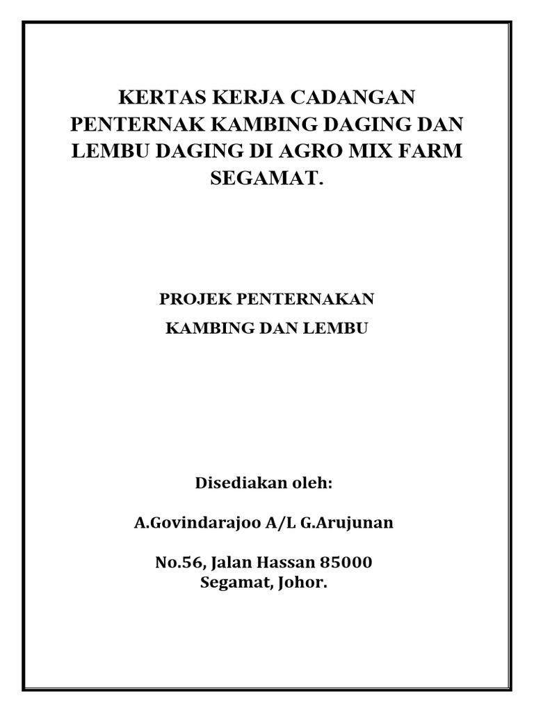 Kerta Kerja Kambing Dan Feedlot (Segamat) | PDF