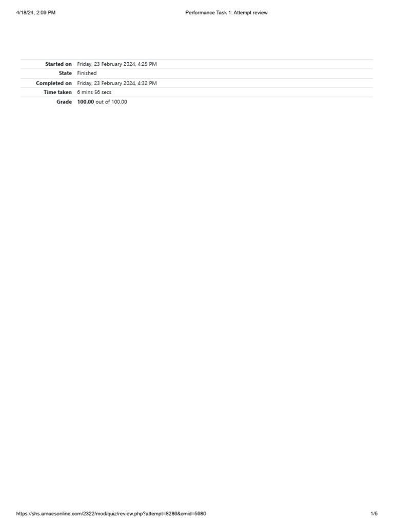 Performance Task 1 - Attempt Review - WEEK10 | PDF | Artificial Intelligence | Intelligence (AI ...