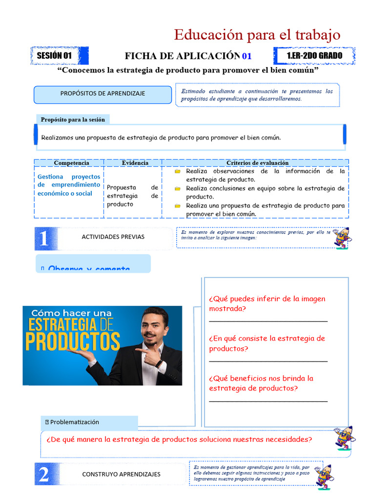 1°-2° Ficha - de - Aplicación-Sesión1-Sem.1-Exp.8-Ept | PDF | Producto (Negocio) | Precios