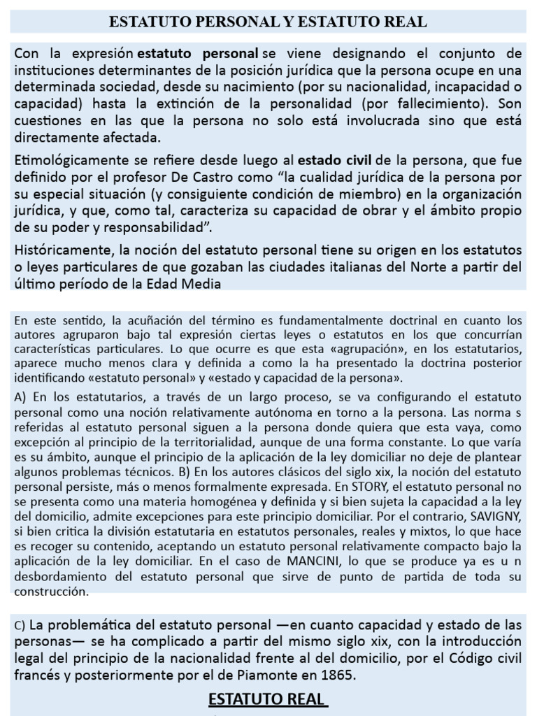 Diferencias entre Estatuto Personal y Real | PDF | Estado (política ...