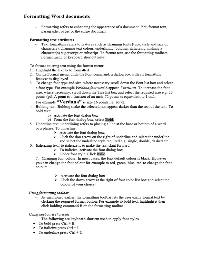 6.4 Formatting Word Document | PDF | Paragraph | Text