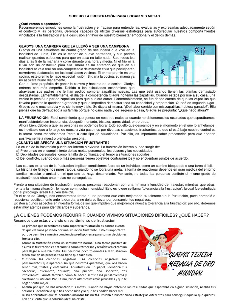 Supero La Frustracion para Lograr Mis Metas | PDF | Tolerancia | Las emociones