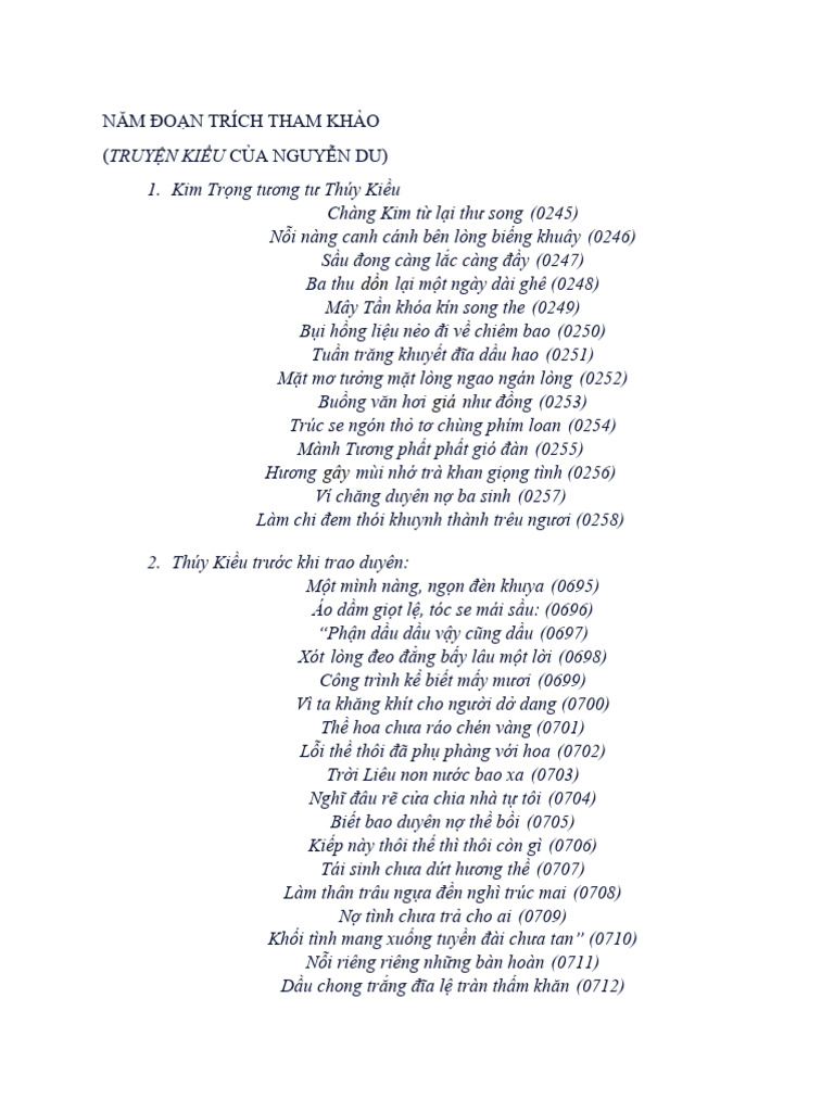 Cac Đoan Trich Trong Truyen Kieu | PDF
