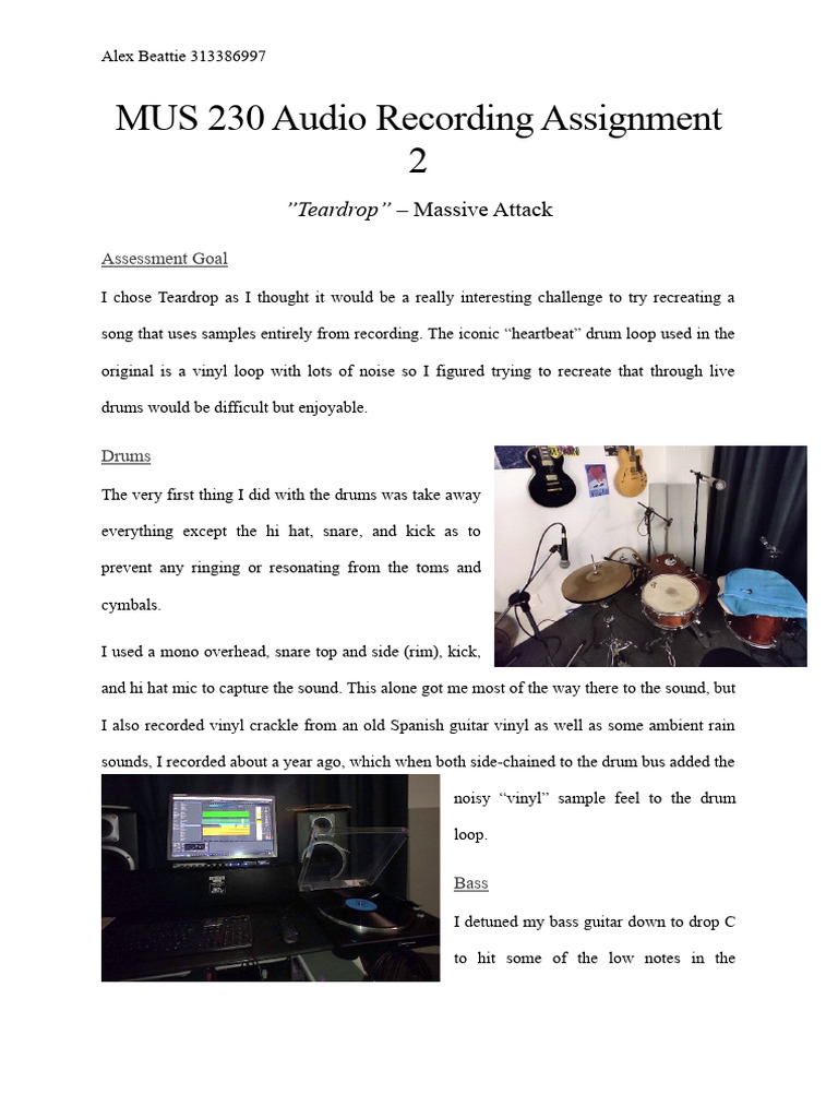 MUS 230 Audio Recording Assignment 2 | PDF | Guitars | Piano