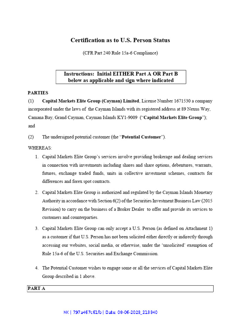 U.S. Person Status Certification Form | PDF | Private Law | Private Sector
