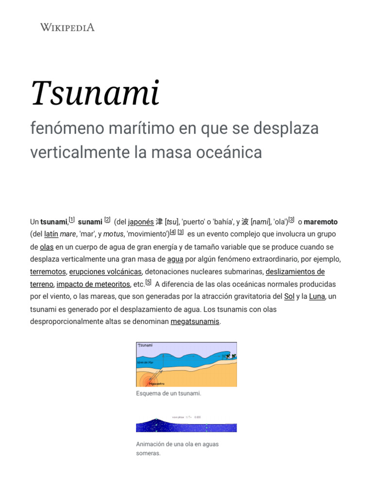 Tsunami - Wikipedia, La Enciclopedia Libre | Descargar gratis PDF ...