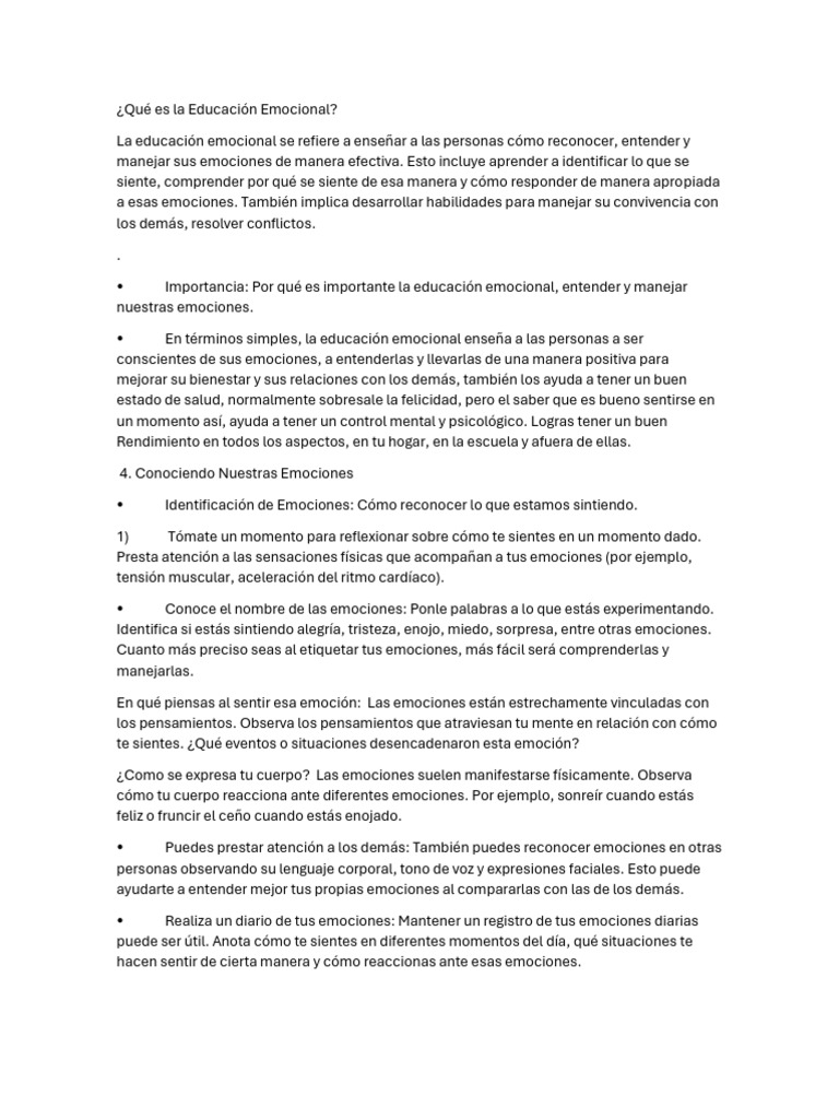 Qué Es La Educación Emocional Pdf Las Emociones Pensamiento