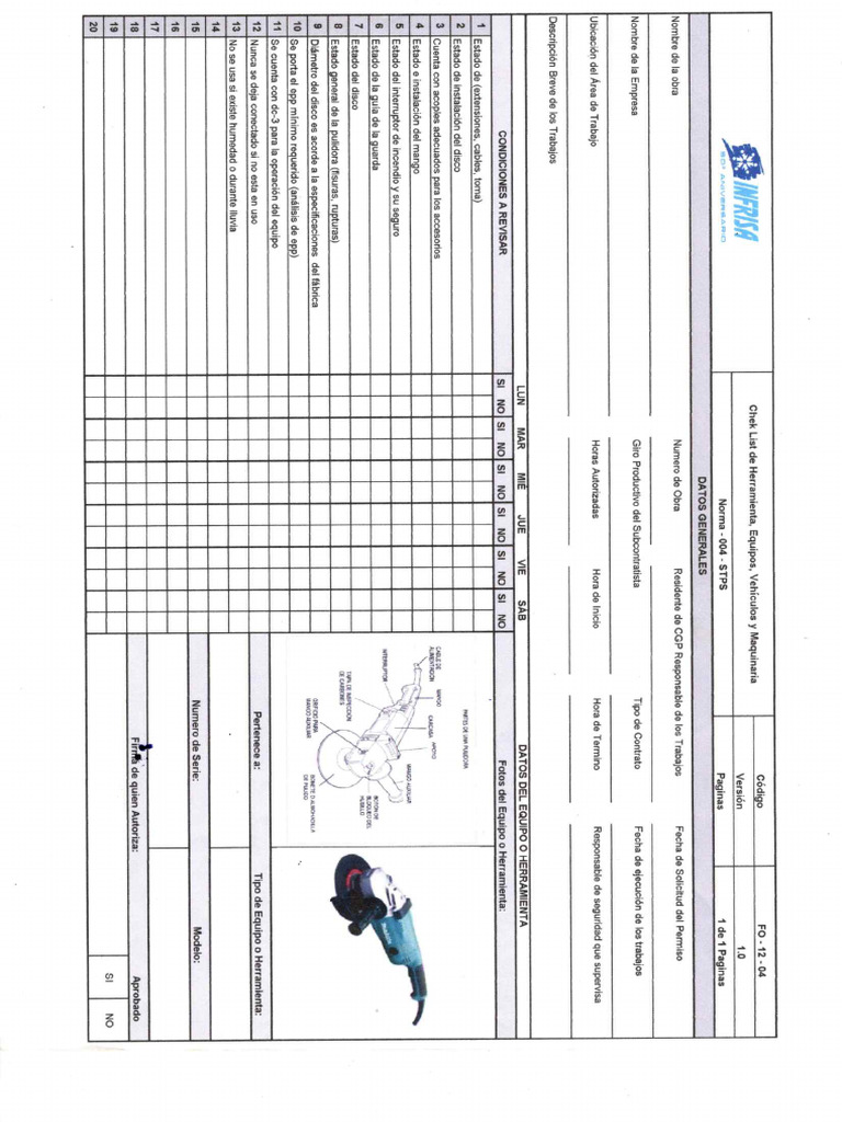 CHECK LIST ESMERIL ANGULAR | PDF