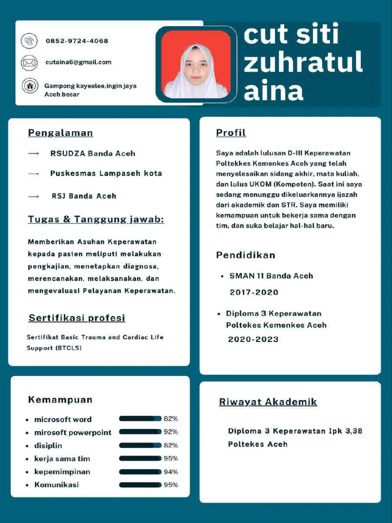 CV Cut Siti Zuhratul Aina | PDF