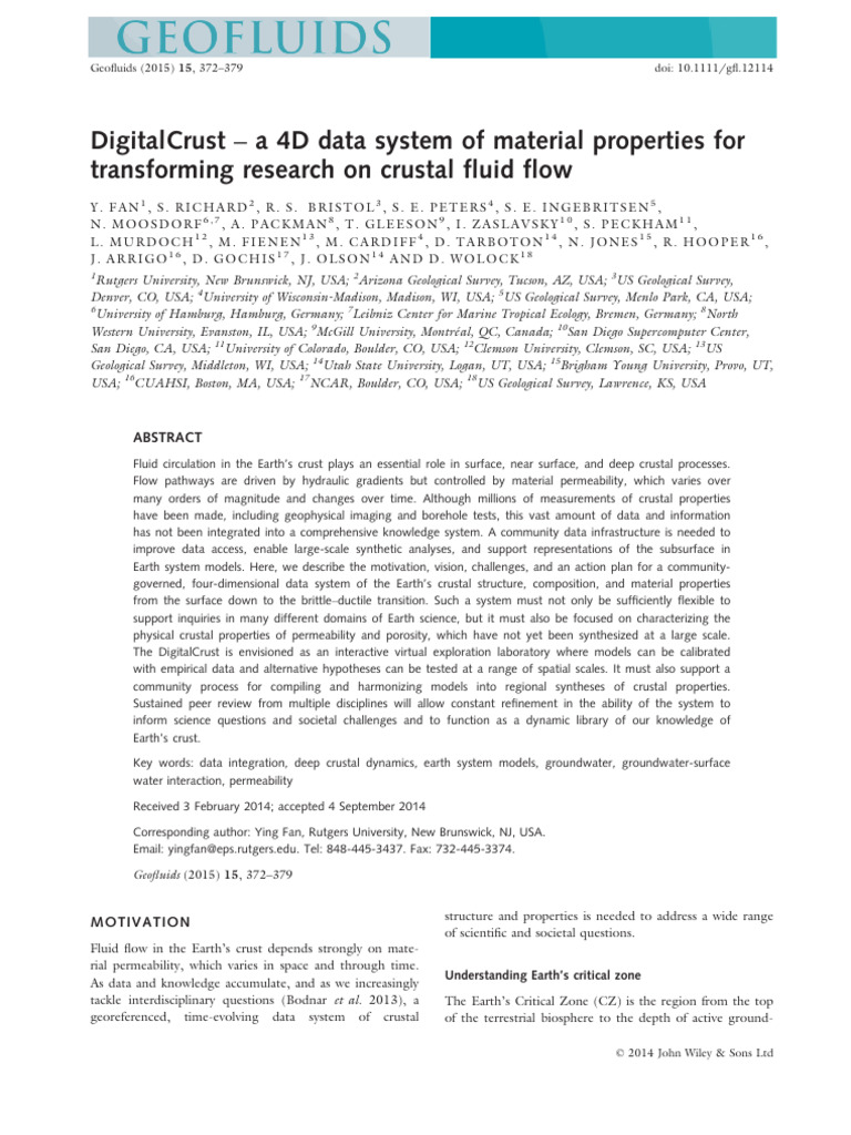 Geofluids - 2014 - Fan - DigitalCrust A 4D Data System of Material Properties For Transforming ...