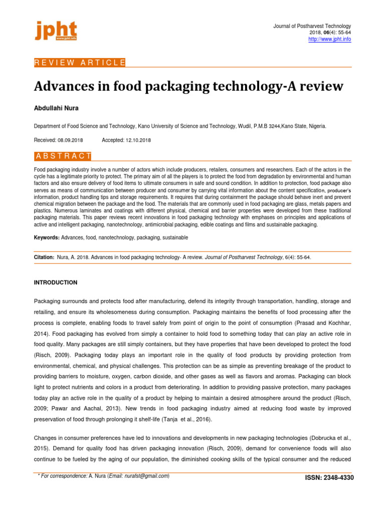 Advances in Food Packaging Technology | PDF | Biopolymer | Antimicrobial