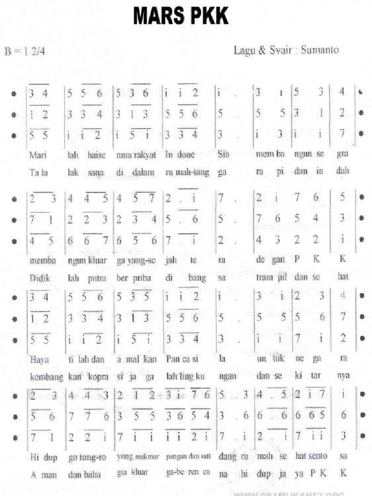 Partitur Mars PKK | PDF