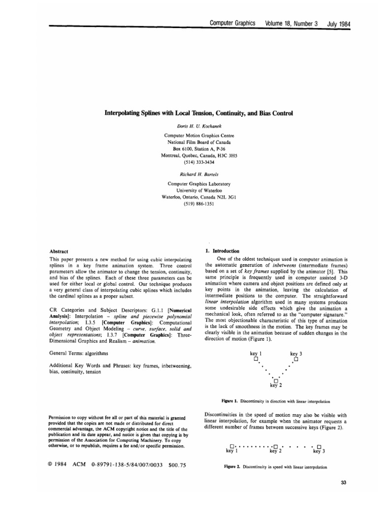 Interpolating Splines With Local Tension, Continuity, and Bias Control | Download Free PDF ...