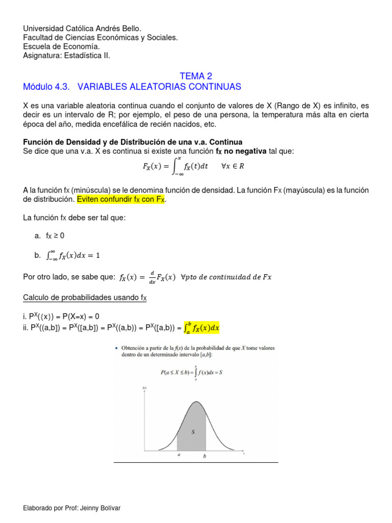 Tema2 Módulo2.3 | PDF | Función de densidad de probabilidad | Variable aleatoria