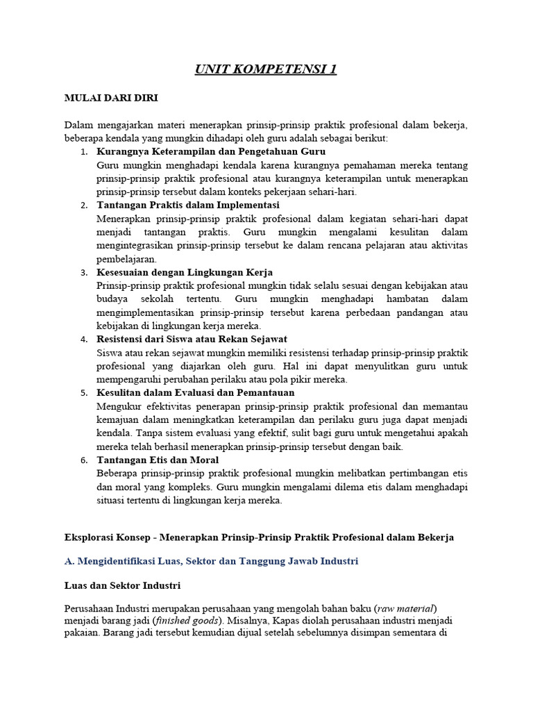 Unit Kompetensi 1 | PDF