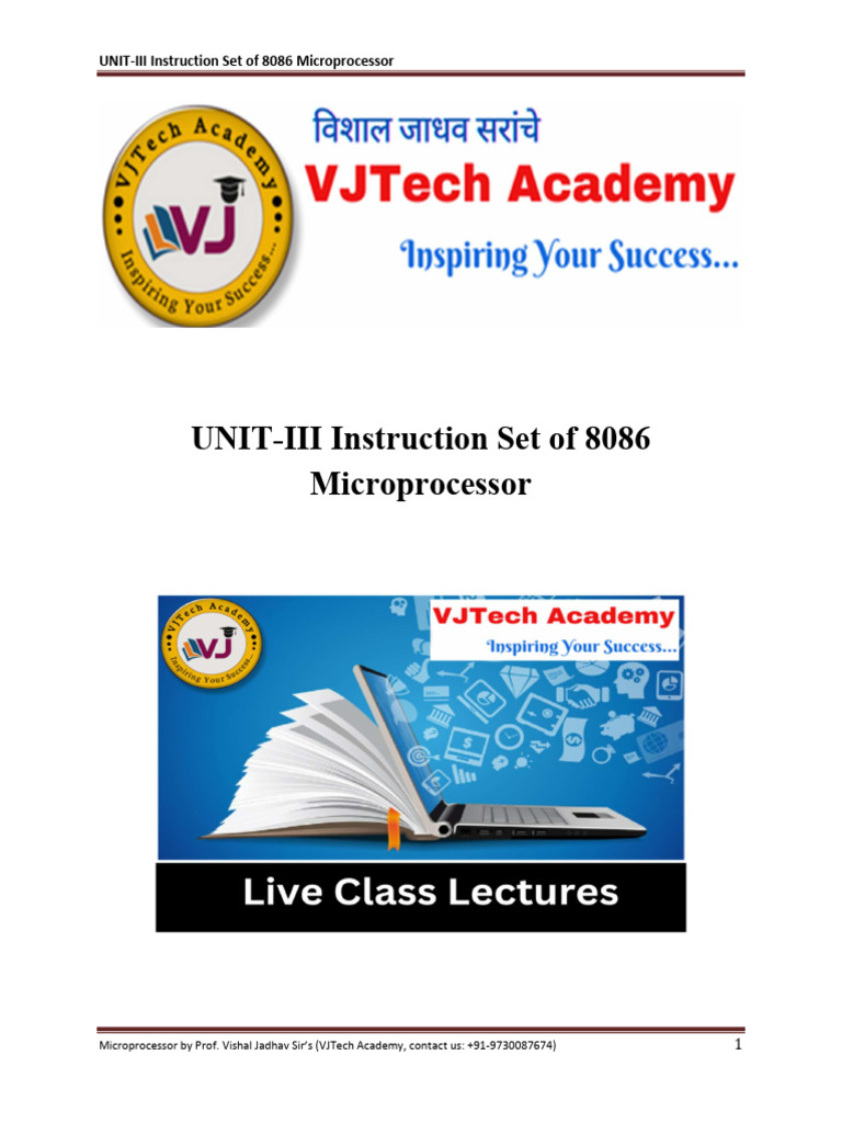 UNIT-III Instruction Set of 8086 Microprocessor | PDF | Central Processing Unit | Computer Data