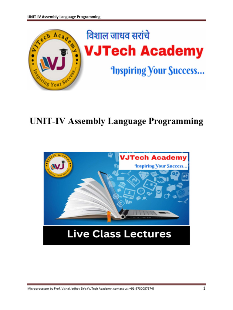 UNIT-IV Assembly Language Programming | Download Free PDF | Computer Program | Programming