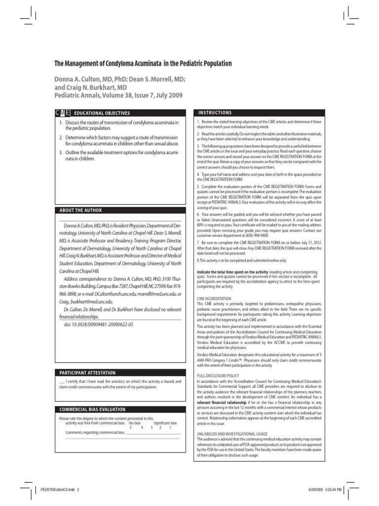 The Management of Condyloma Acuminata in | PDF | Health Care | Clinical ...