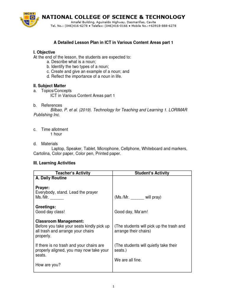 Dlp Ict In Various Areas P1 Torres Maryjean Pdf Educational