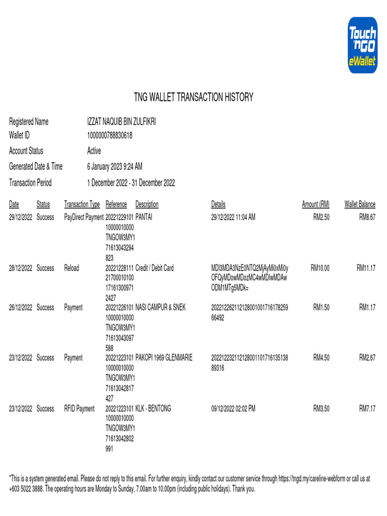 TNG Ewallet Transactions 5 | PDF | Payments | E Commerce