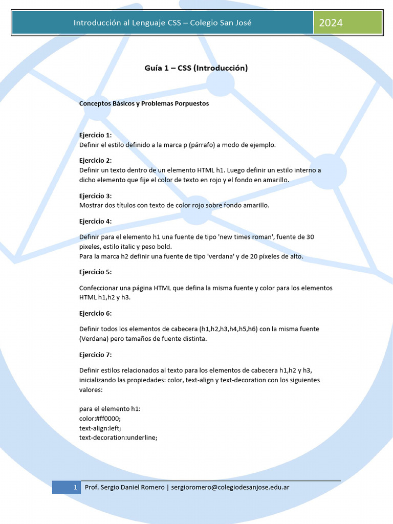 Colegio San José - CSS Guía 1 | PDF | HTML | ciberespacio