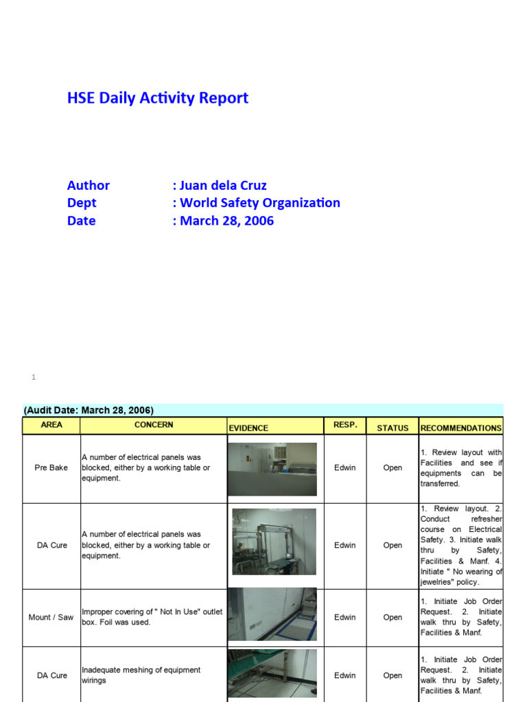 HSE Daily Activity Report | PDF