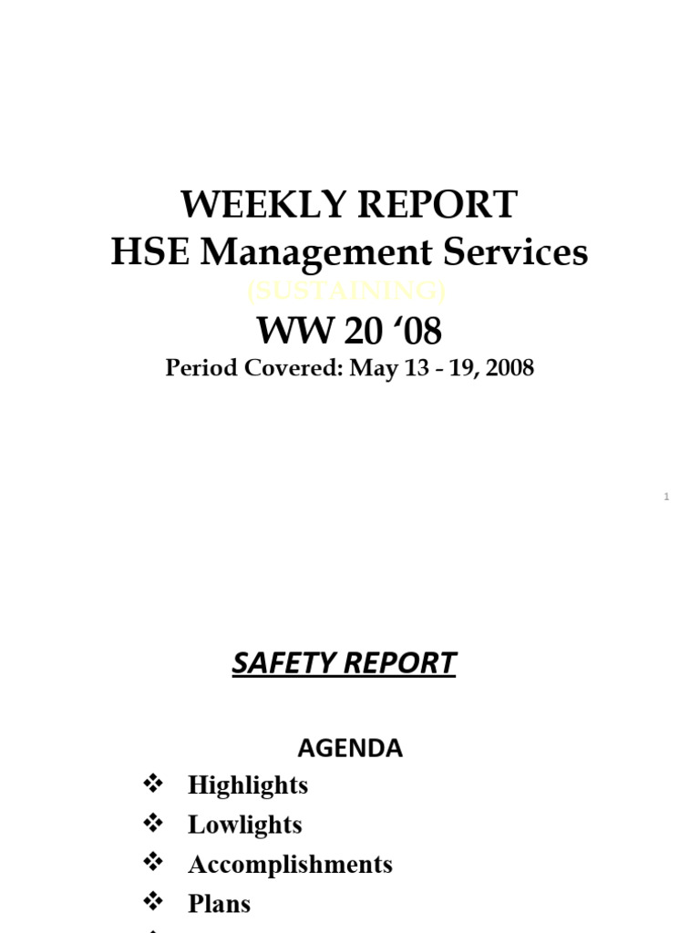 HSE Weekly Activity Report | Download Free PDF | Safety | Occupational ...