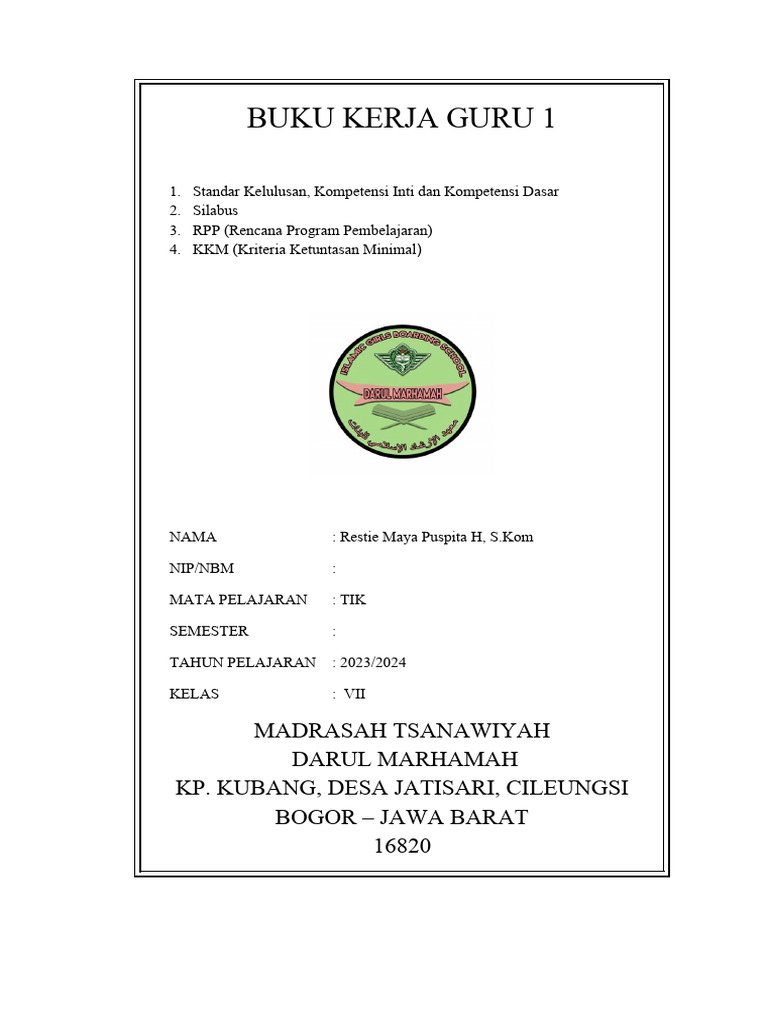 Cover Buku Kerja Guru 1-4 | PDF