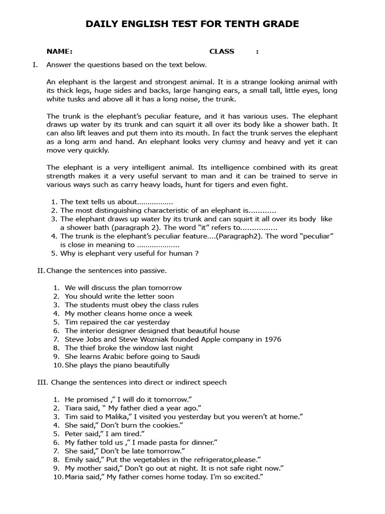 Test Ing X | PDF | Elephant