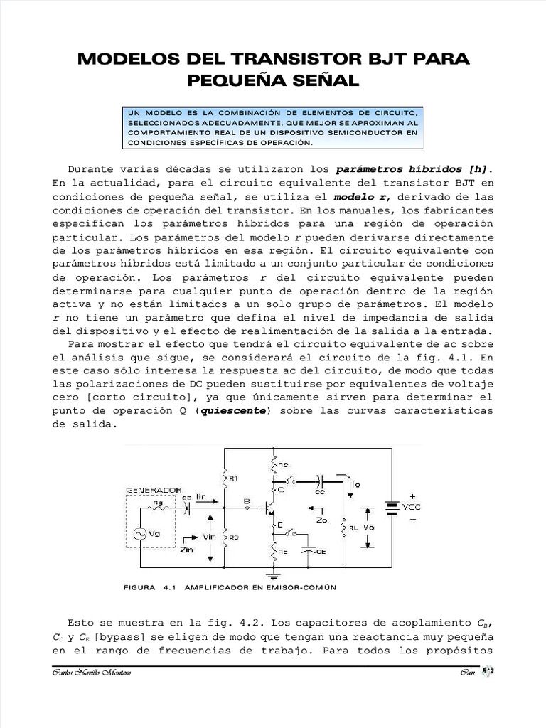 Modelos BJT para Pequeña Señal | PDF | Transistor | Transistor de unión ...