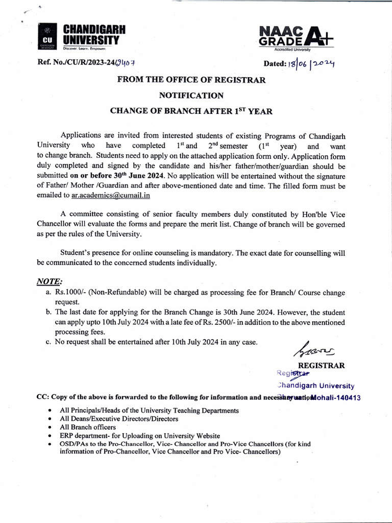 Branch Change Notice | PDF Branch Change Notice | PDF