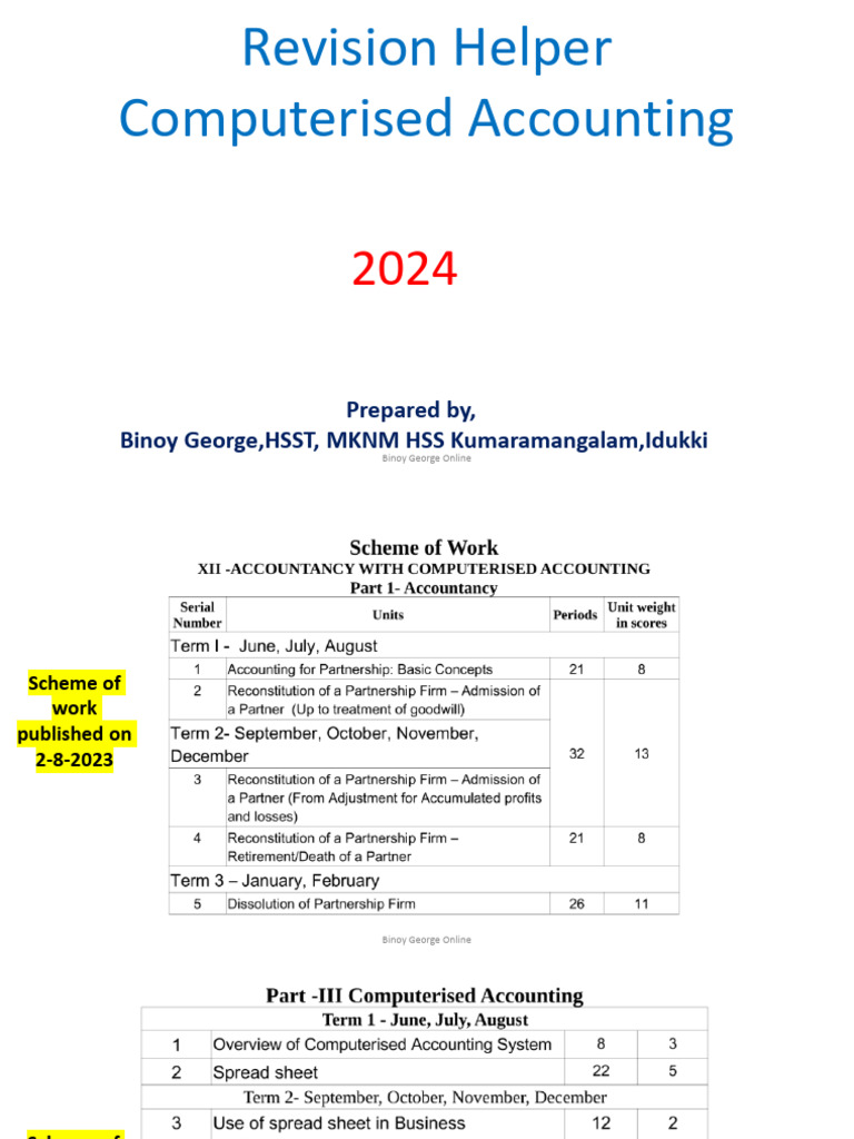 Computerised Accounting Revision - PPT 2024-Binoy George | PDF ...