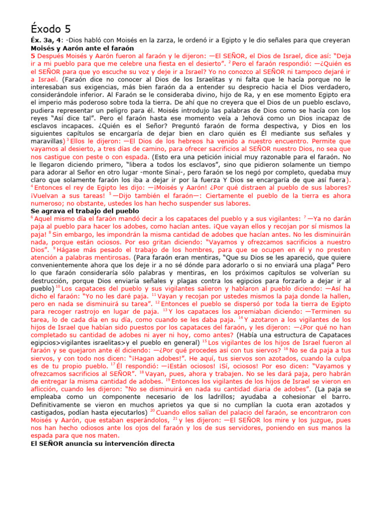 Éxodo 5 | PDF | Libro del éxodo | Moisés