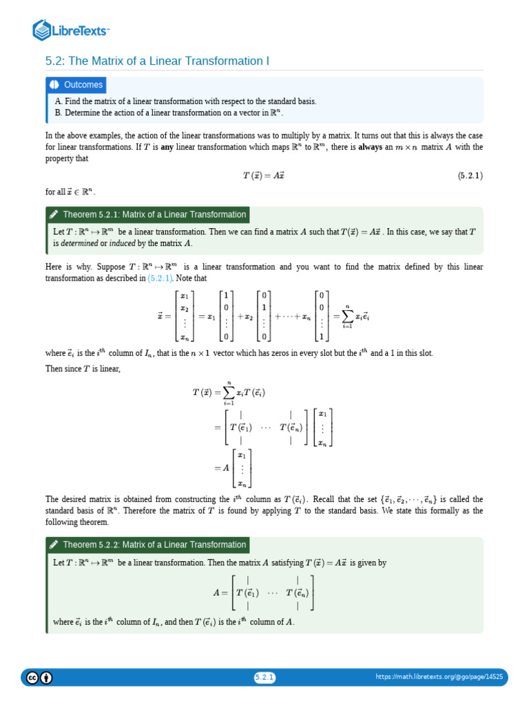 5.02 The Matrix of A Linear Transformation I | PDF | Linear Map | Matrix (Mathematics)