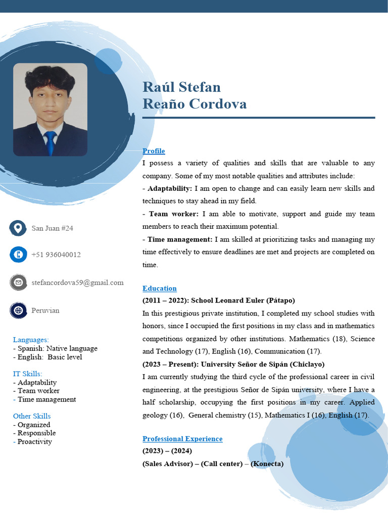 CV FORMAT Stefan | PDF | Science
