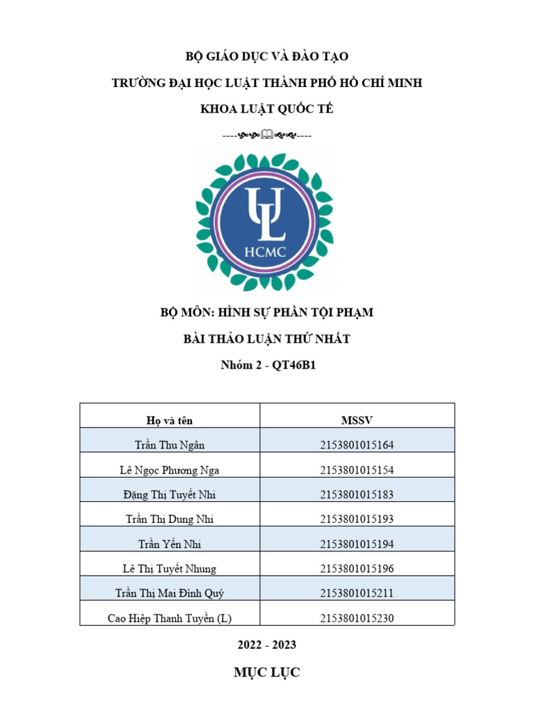 Bài thảo luận 1 HS2 nhóm 2 | PDF