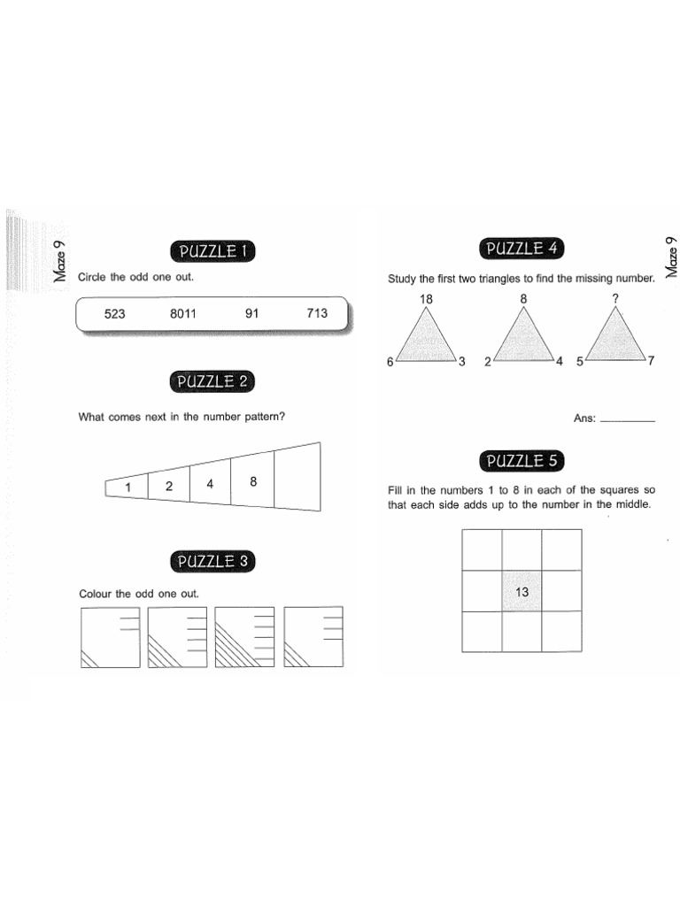 Casco IQ Math Level 1 Maze 9 | PDF