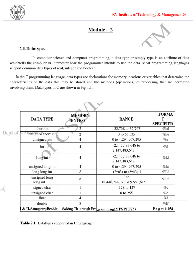 POP-Module2 (1) Updated | PDF | Control Flow | Integer (Computer Science)