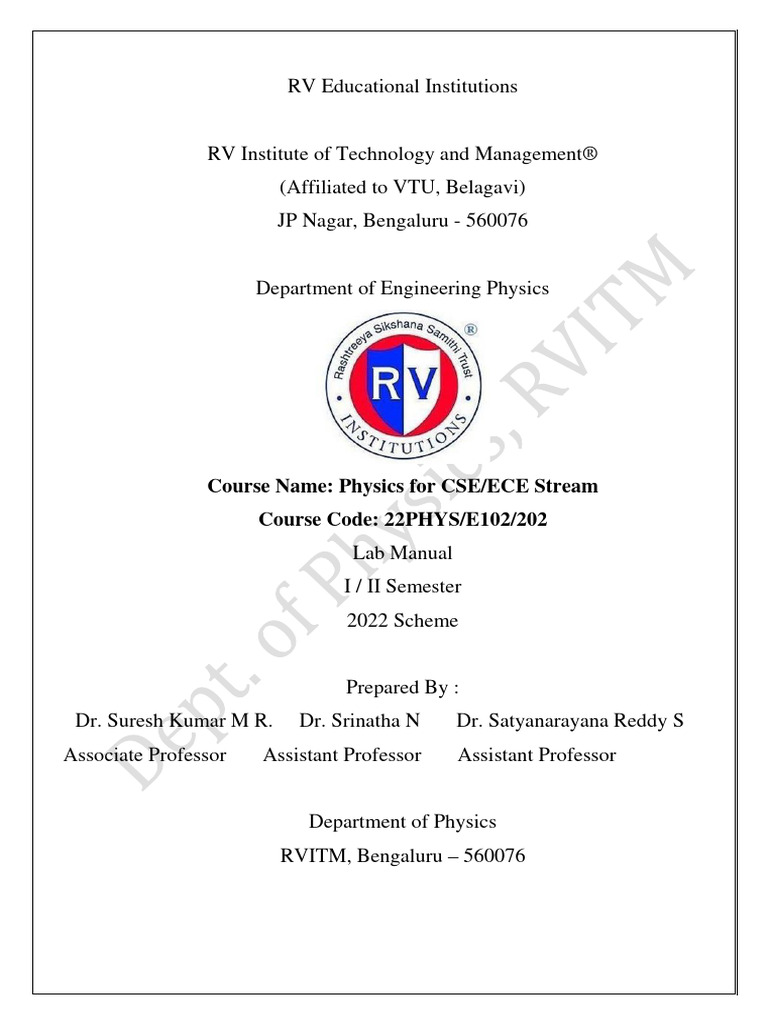Final Cse Ece Physics Lab Manual Snr Pdf P N Junction