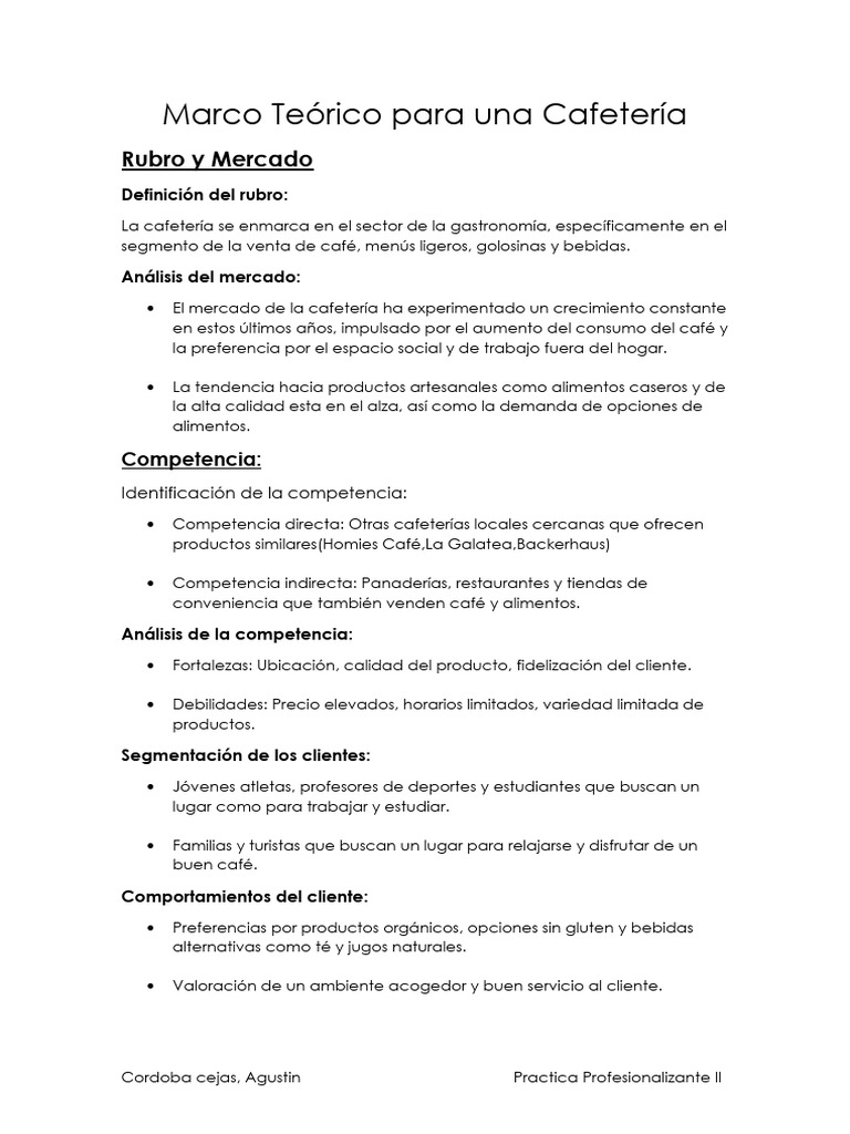 Marco Teorico - Practica Profesionalizante II | PDF | café | Artes ...