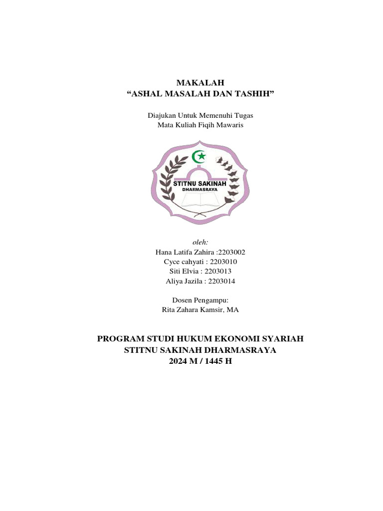 Ashal Masalah Dan Tashih | PDF | Karier & Perkembangan | Kajian Bahasa Asing