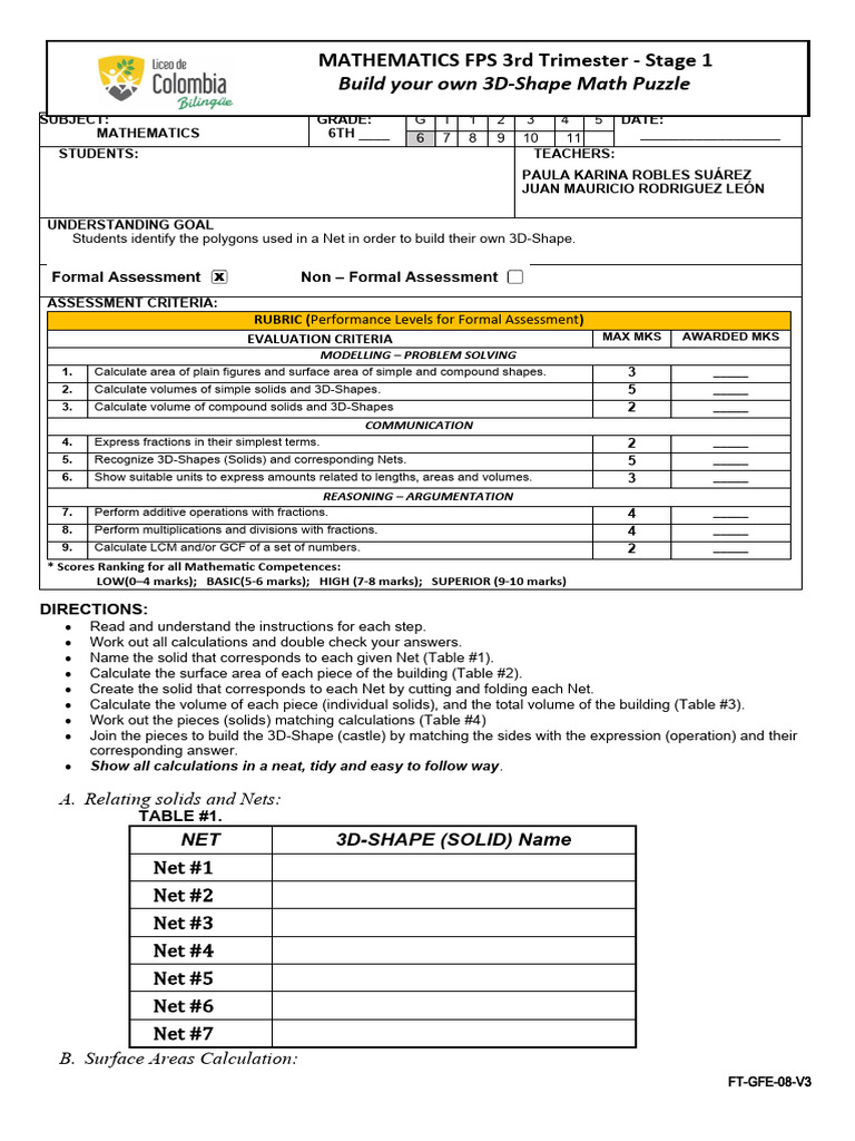 FT-GFE-09-V3 FPS T3 Stage1 - Build Your Own 3 | PDF | Area | Mathematics