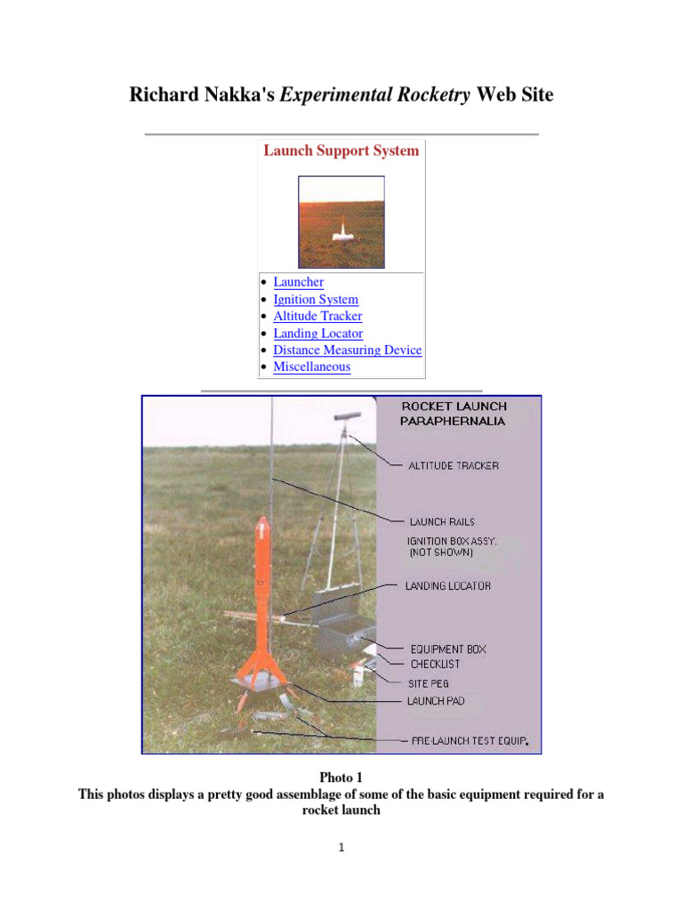 Launch Support System-Richard Nakka | PDF | Rocket | Camera Lens
