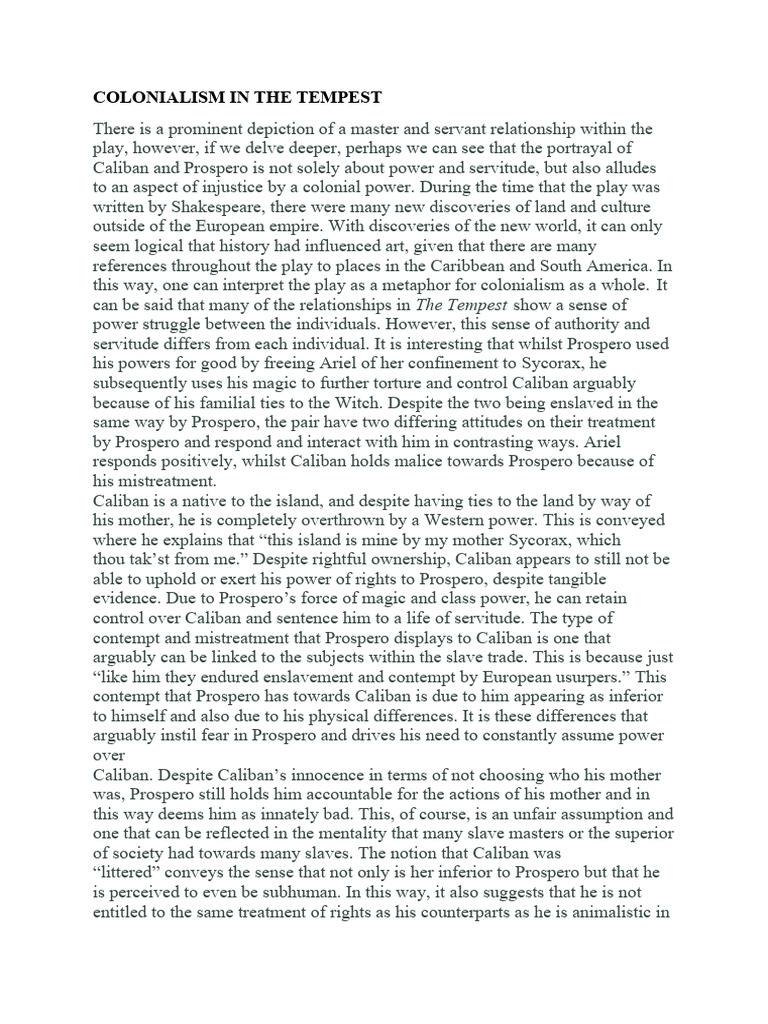 Colonialism in The Tempest | PDF | The Tempest