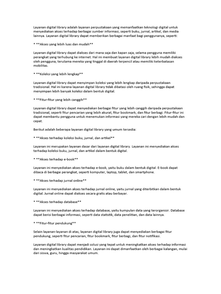 Layanan Digital Library Adalah Layanan Perpustakaa | PDF | Teknologi ...