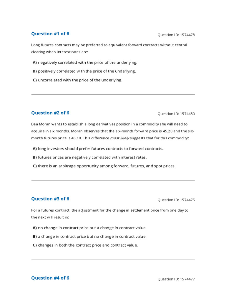 Reading 73 Pricing and Valuation of Futures Contracts | PDF | Futures ...