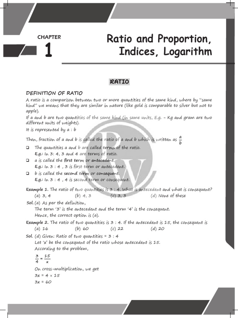 E Book - Ratio & Proportion, Indices, Logarithm - PDF Only | PDF | Ratio | Triangle