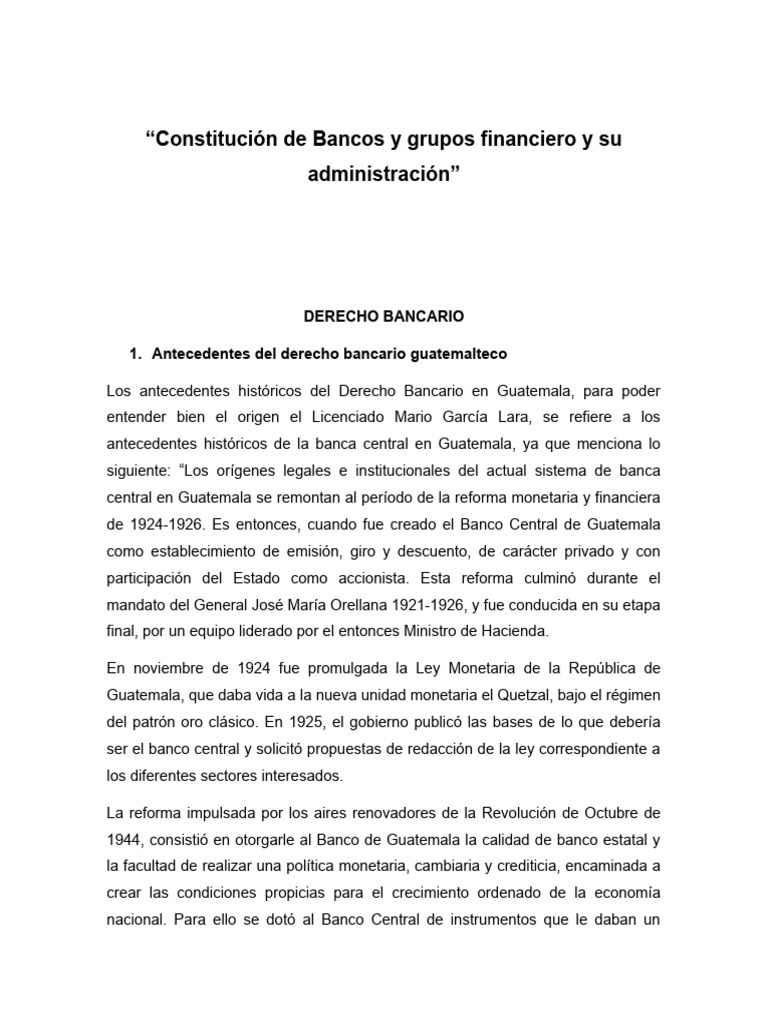 Derecho Bancario | PDF | Bancos | Bancos centrales