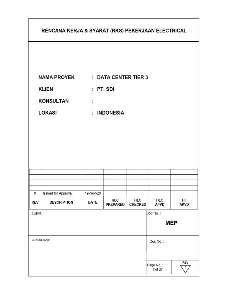 SOP PEKERJAAN ELEKTRIKAL DATA CENTER | PDF